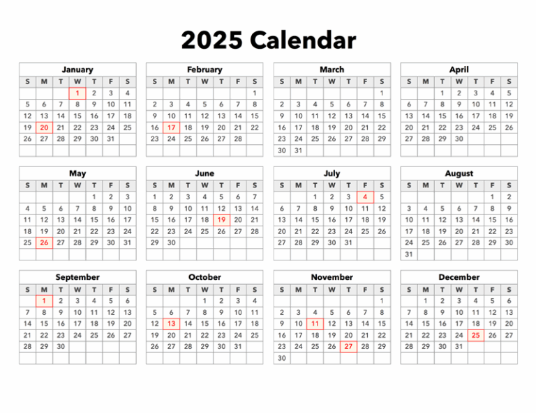 2025 Calendar With Holidays Marked - Printable Free Templates