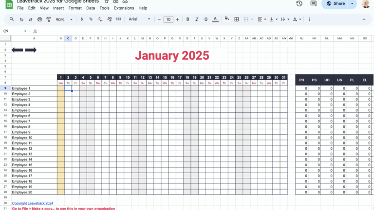 2025 Leave Calendar Excel - Printable Free Templates