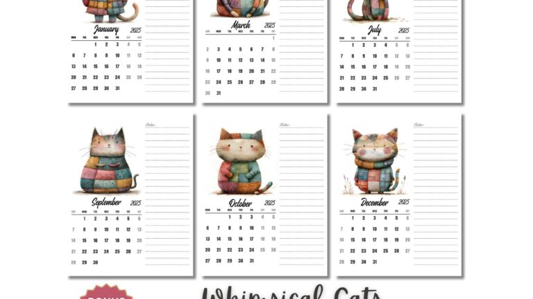 2025 Cat Calendar Printable - Printable Free Templates