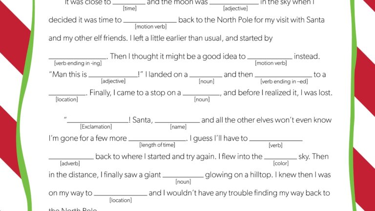 Christmas Fill In The Blank Stories Printable - Printable Free Templates