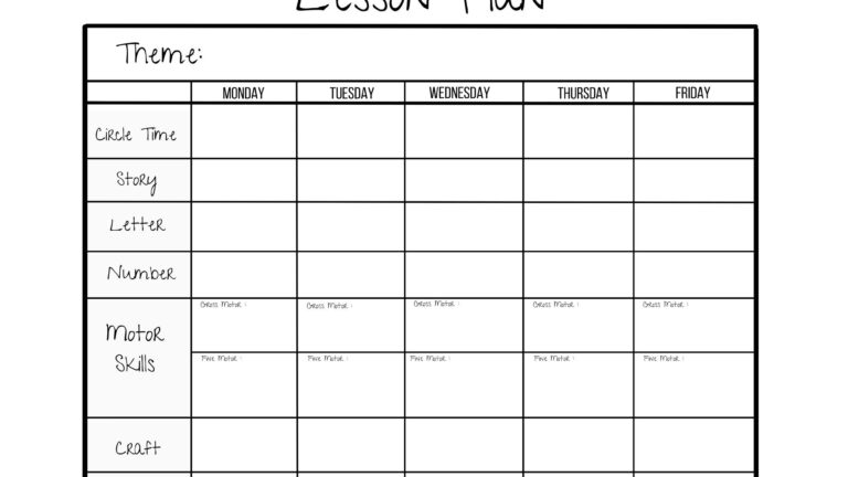 Preschool Printable Blank Template Curriculum Daily Schedule ...