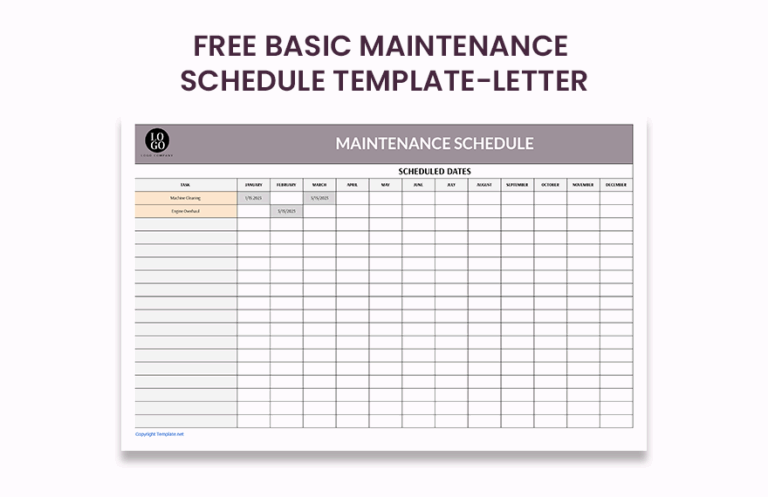 Free Printable Blank Furnace Maintenance Schedule - Printable Free ...