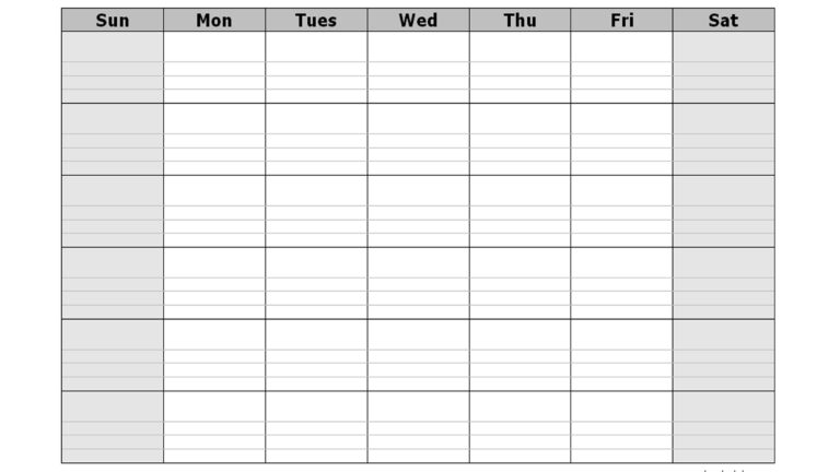 Blank Printable Online Monthly Calendar Template - Printable Free Templates