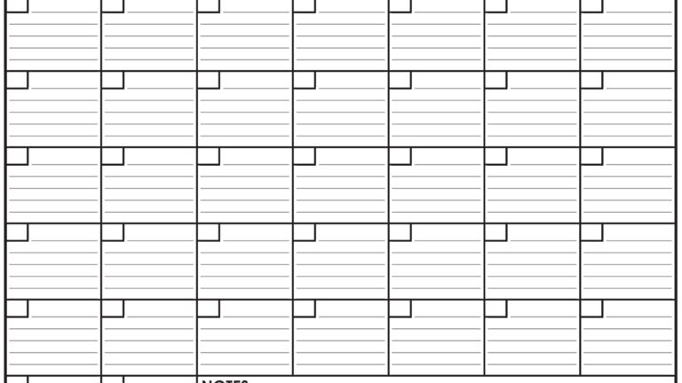 Printable Blank Calendar With Lines In Boxes - Printable Free Templates
