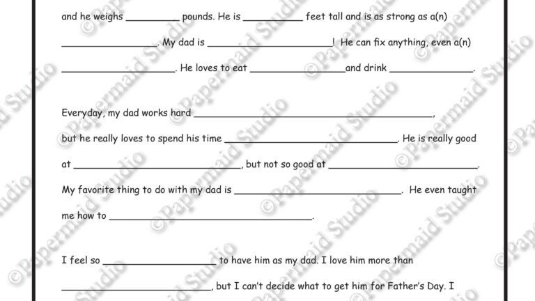 Fill In The Blank Dad Free Printable - Printable Free Templates