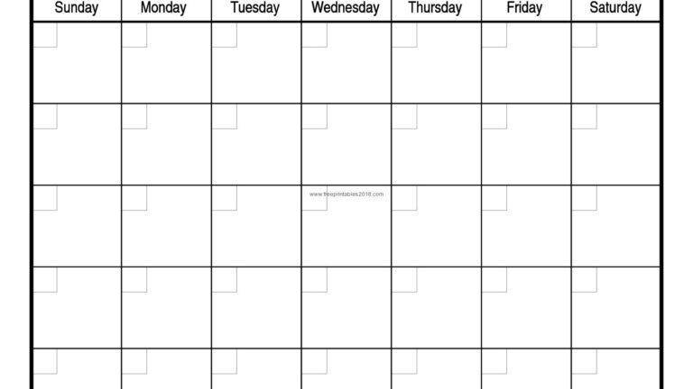 Free Printable Blank Calendar With Notes - Printable Free Templates