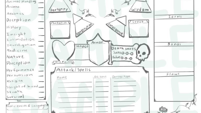 Printable Blank Dungeons And Dragons Character Sheet - Printable Free ...