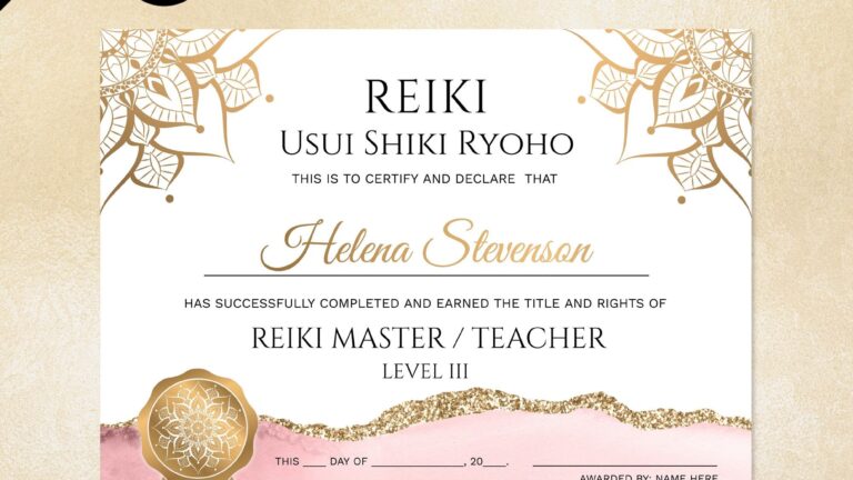Reiki Printable Blank Certificate Of Completion - Printable Free Templates