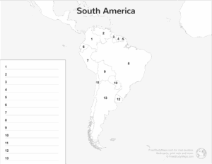 Blank South America Map Printable Quiz - Printable Free Templates