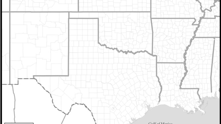 Blank West South Central States Map Printable - Printable Free Templates