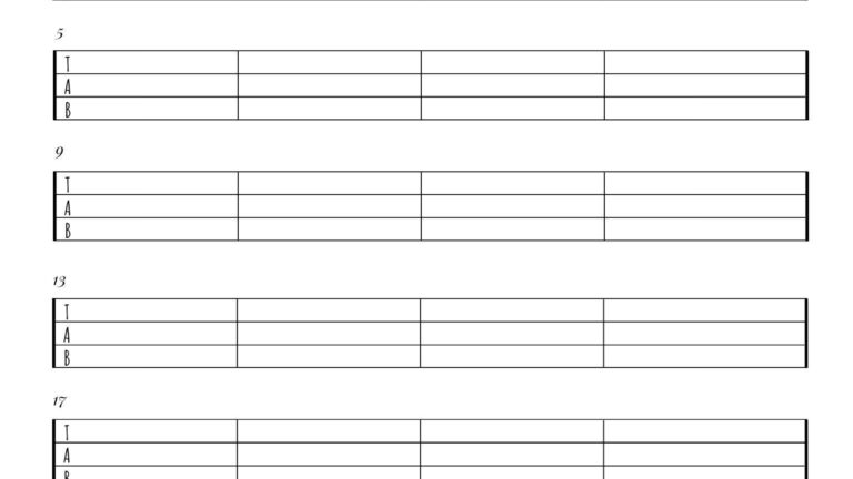 Free Printable Blank Ukulele Tab Sheet - Printable Free Templates