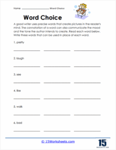 Printable Word Choice Worksheets - Printable Free Templates