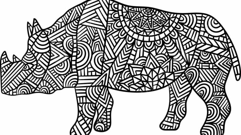 Free Printable Mandala Adult Coloring Rhino - Printable Free Templates